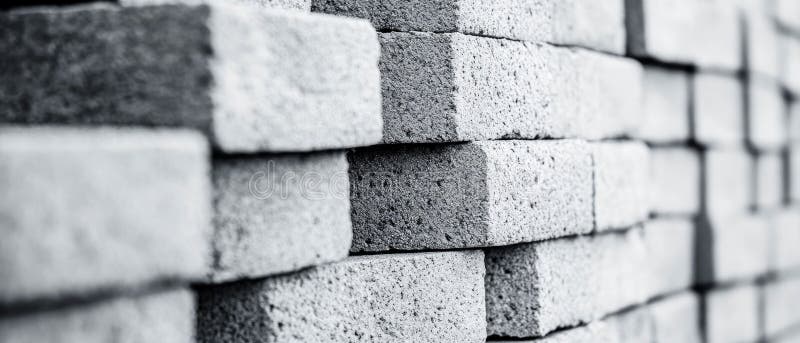 Close-Up of Stacked Cinder Block Wall with Detailed Texture Stock ...
