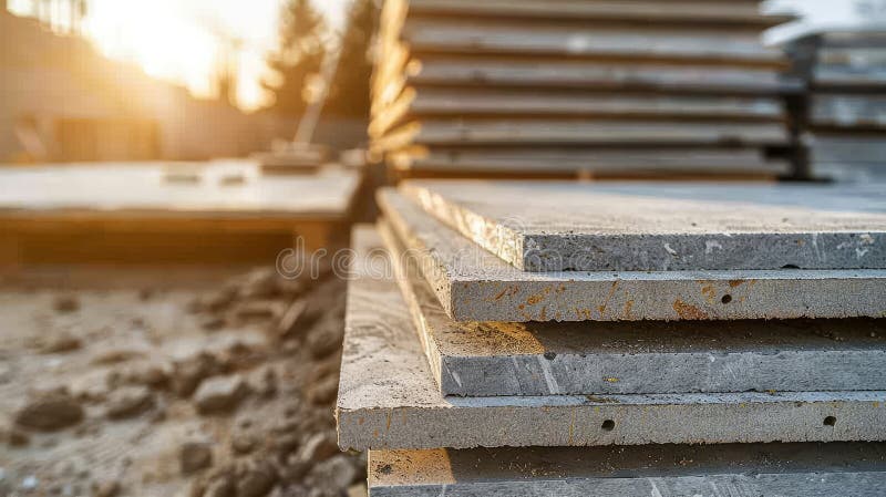 Close-up of Stacked Concrete Slabs at a Construction Site. Stock Photo ...