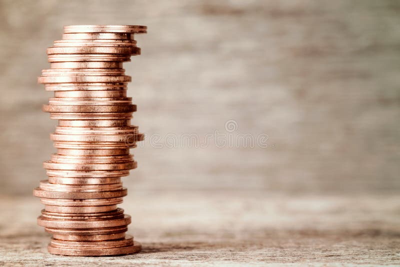 Close-up of Stacked Copper Coins Stock Image - Image of economy, stack ...