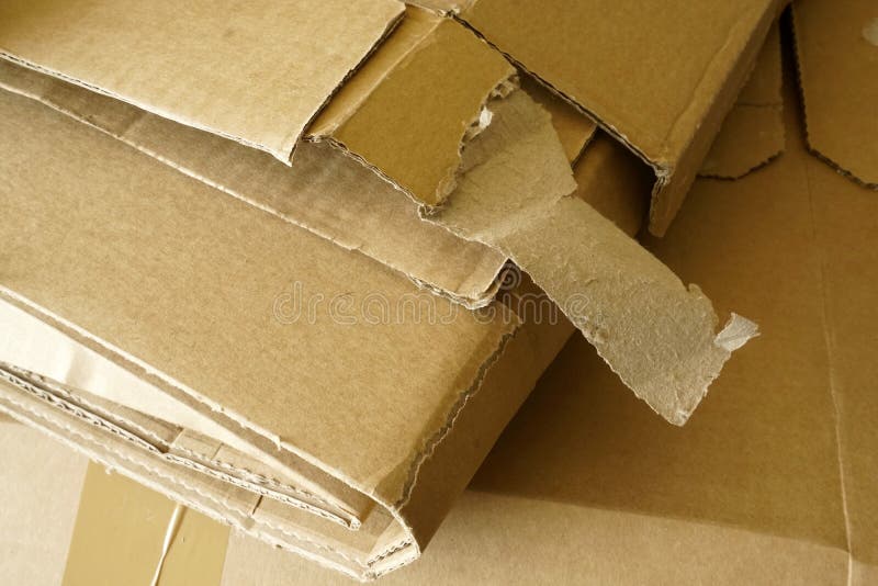 Close-up of Stacked Corrugated Cardboard. Sheets of Brown Corrugated ...