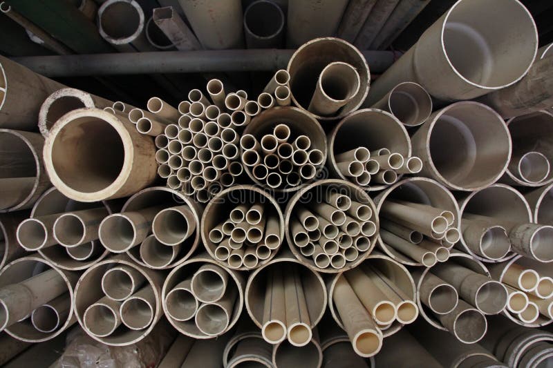 Close-Up of Stacked Cylindrical Pvc Pipes with Varying Diameters Stock ...