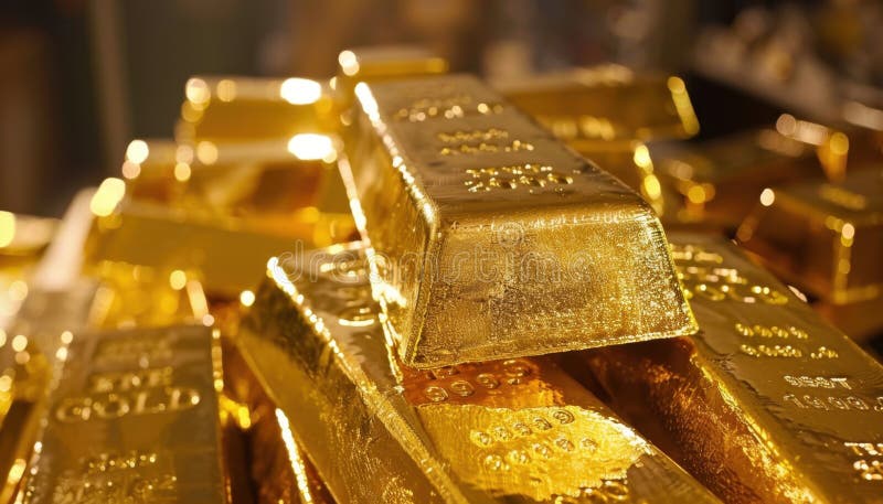 Close Up of Stacked Gold Bars in a Vault Stock Image - Image of market ...