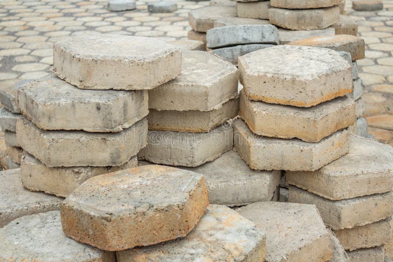 Concrete Blocks Stacked for a Construction Site. Stock Image - Image of ...