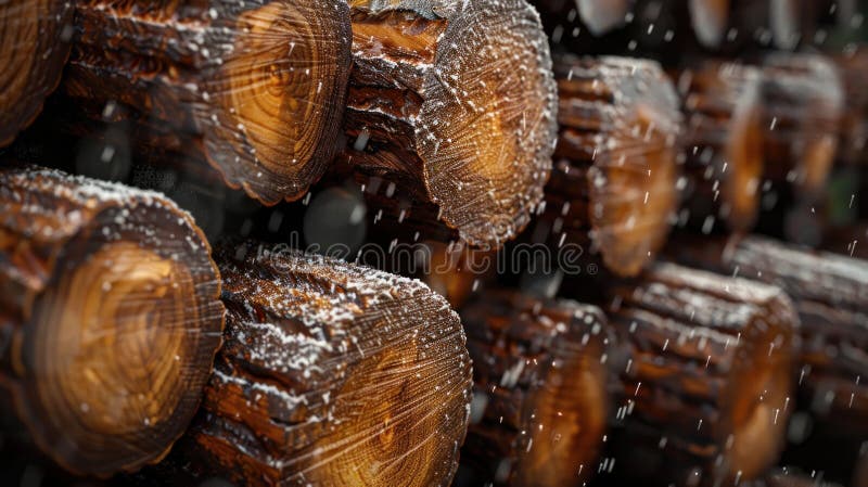 Close-up of Stacked Logs at a Sawmill, Showcasing the Raw Material for ...