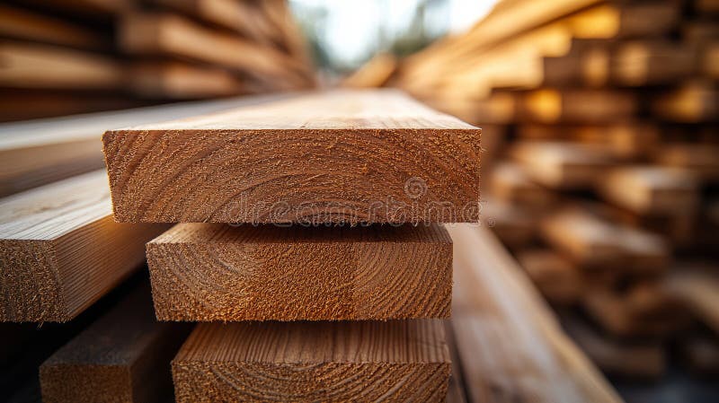 Close-up of Stacked Lumber Planks at a Lumberyard. Stock Image - Image ...