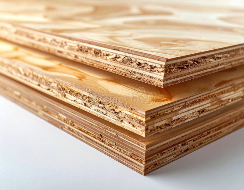 Close Up Stacked Plywood Sheets with Visible Wood Grain Layers and ...