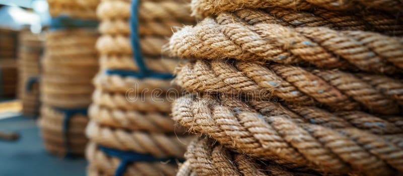Close Up of Stacked Rope Rolls Stock Image - Image of hardware ...
