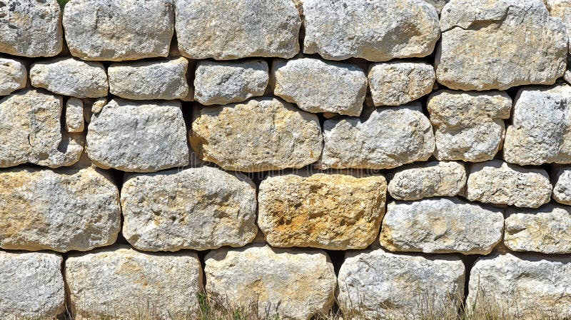 Close Up of a Stacked Stone Wall, Beige Textured Surface, Building ...