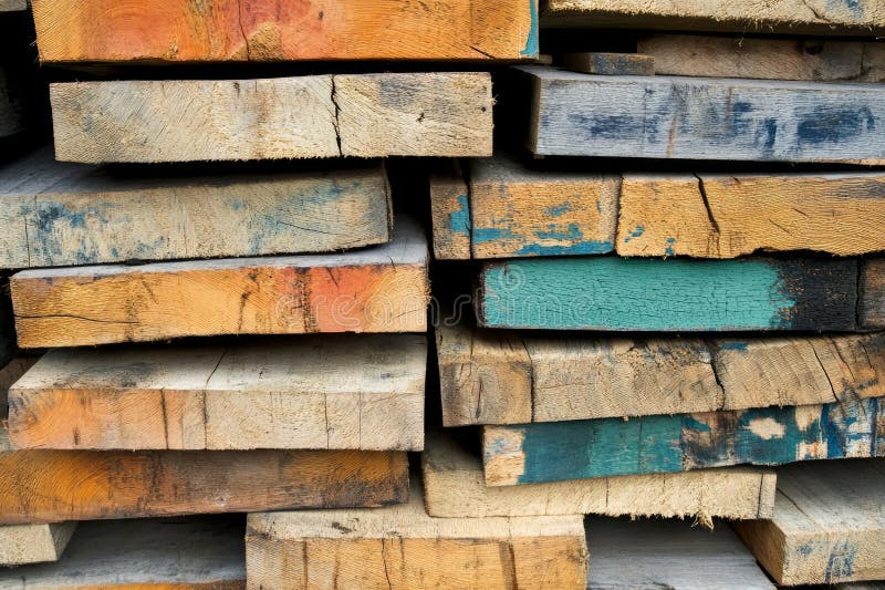 Varied Wood Texture Stacked Blocks. AI Generated Stock Photo - Image of ...