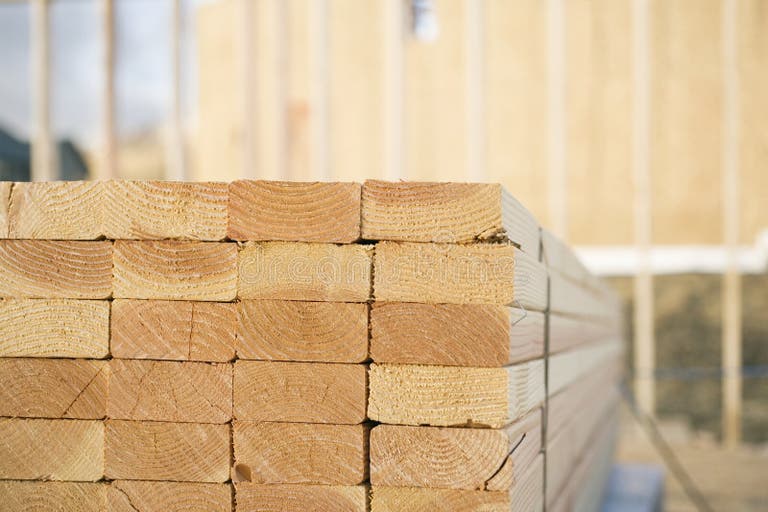 Close-up of Stacks of Lumber at a Construction Sit Stock Photo - Image ...