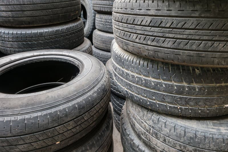 Close Up Stacks of Old Used Tires Stock Image - Image of junk, garage ...