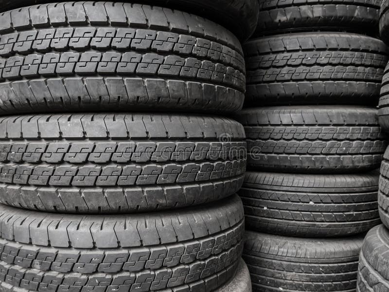 Close Up Stacks of Old Used Tires. Stock Image - Image of closeup ...