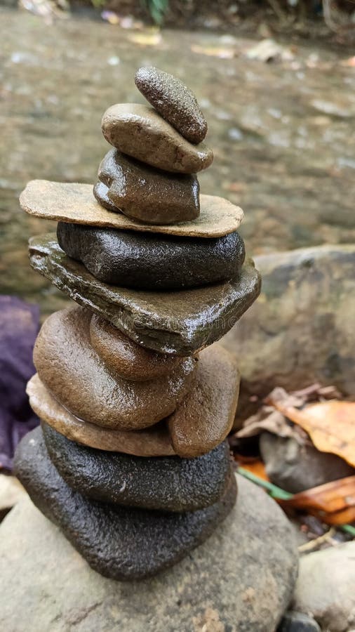 Close Up of Stacks of Rocks on the River Bank Stock Photo - Image of ...