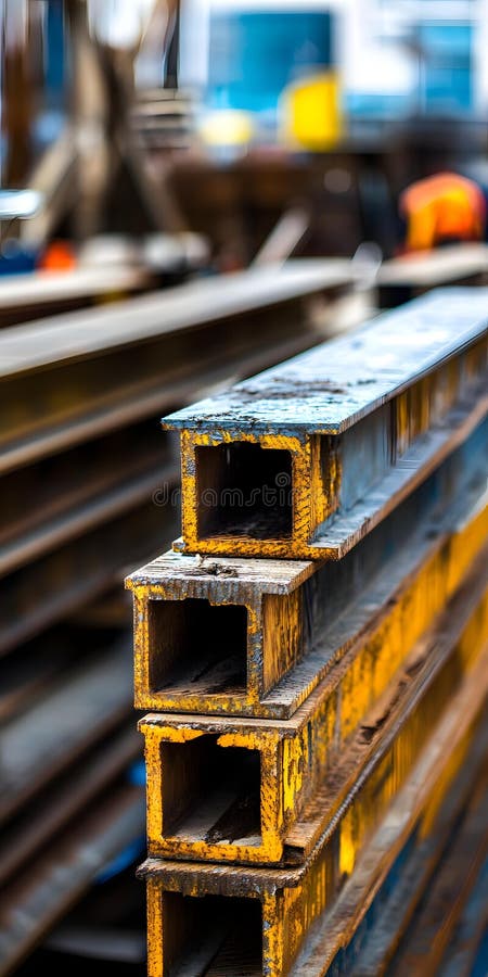 Close-Up of Staggered Metal Beams Stock Illustration - Illustration of ...