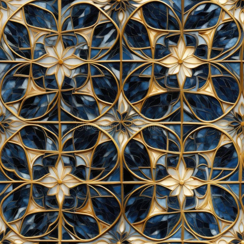 A Close Up of a Stained Glass Window. Seamless Pattern. Stock ...