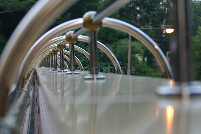 Close Up of the Stainless Steel Railings with the Steps Stock Image ...