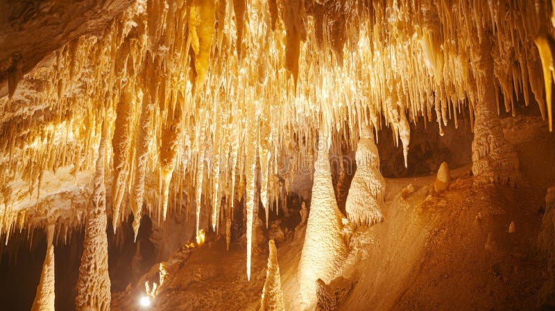 A Close-up of Stalactites and Stalagmites in a Cave Stock Image - Image ...