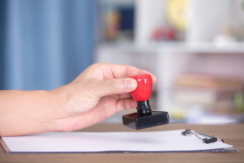 Close-up of Stamp the Document Stock Photo - Image of correct, official ...