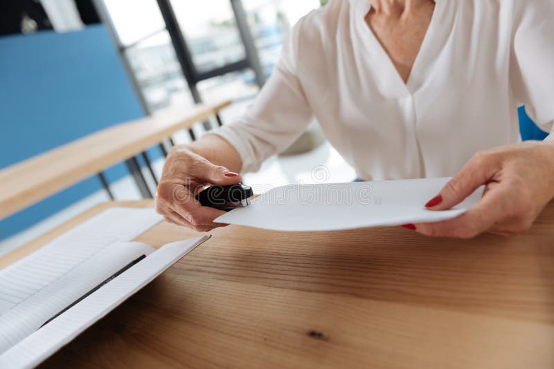 Close Up of a Stapler Being in Use Stock Photo - Image of employer ...