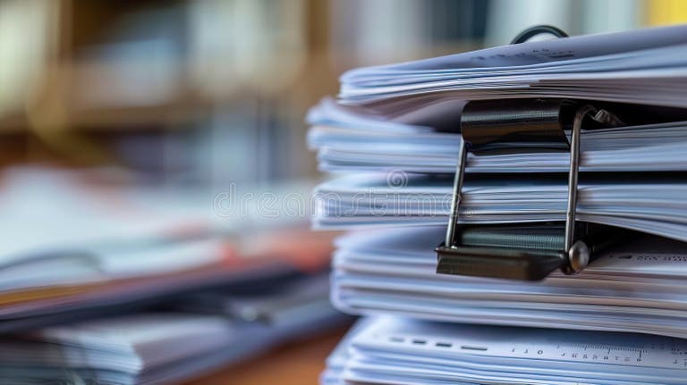A Close Up of a Stapler on a Stack of Handouts Ready To Bind Materials ...