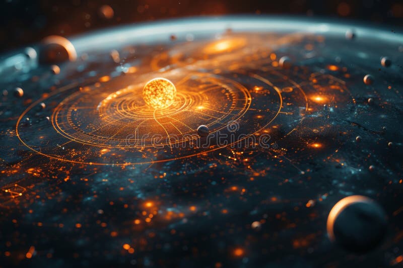 Close Up of Star with Planets Surrounding it. Planets are of Various ...