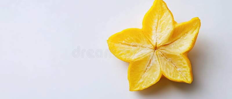 Close-up of a Starfruit Slice on a White Background Stock Illustration ...