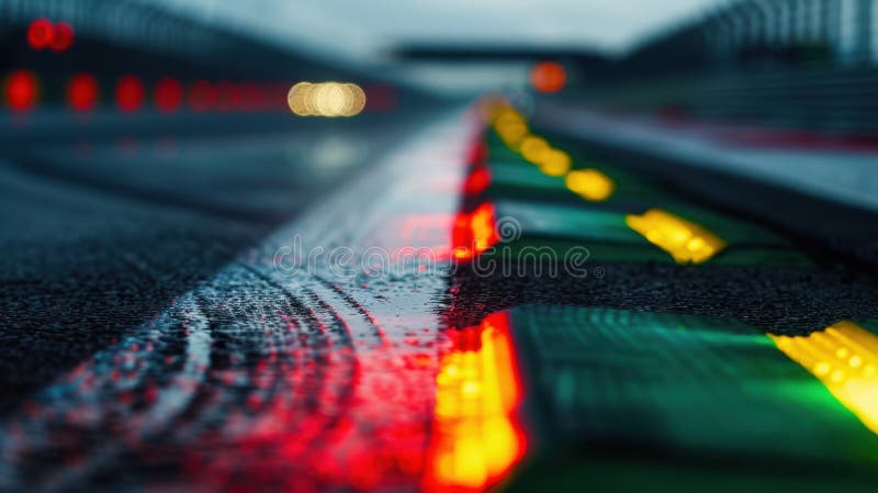A Close Up of Starting Lights on an Empty F1 Track, Showcasing Vibrant ...