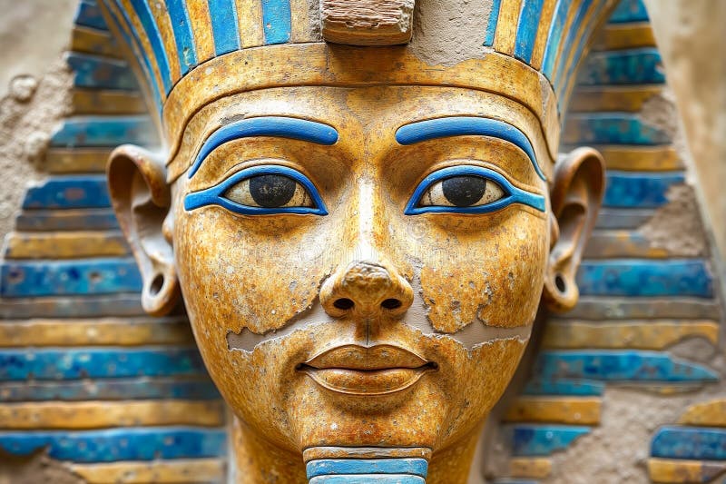 A Close Up of a Statue of an Ancient Egyptian Pharaoh S Head Stock ...