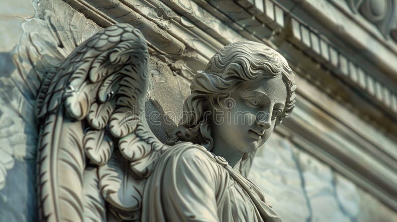 A Close Up of a Statue of an Angel on a Building. Suitable for ...