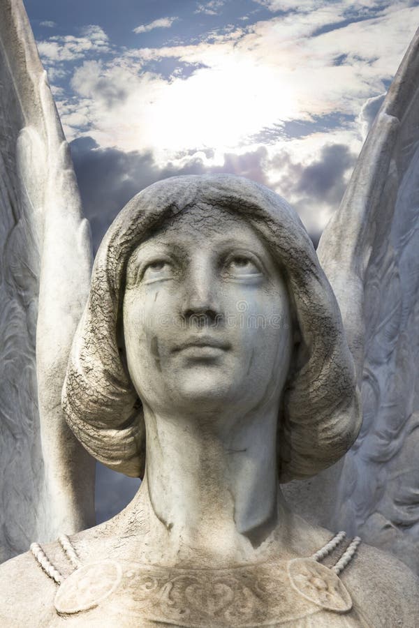 Statue of an Angel Lying on a Tomb Regretting the Loss of a Be Stock ...