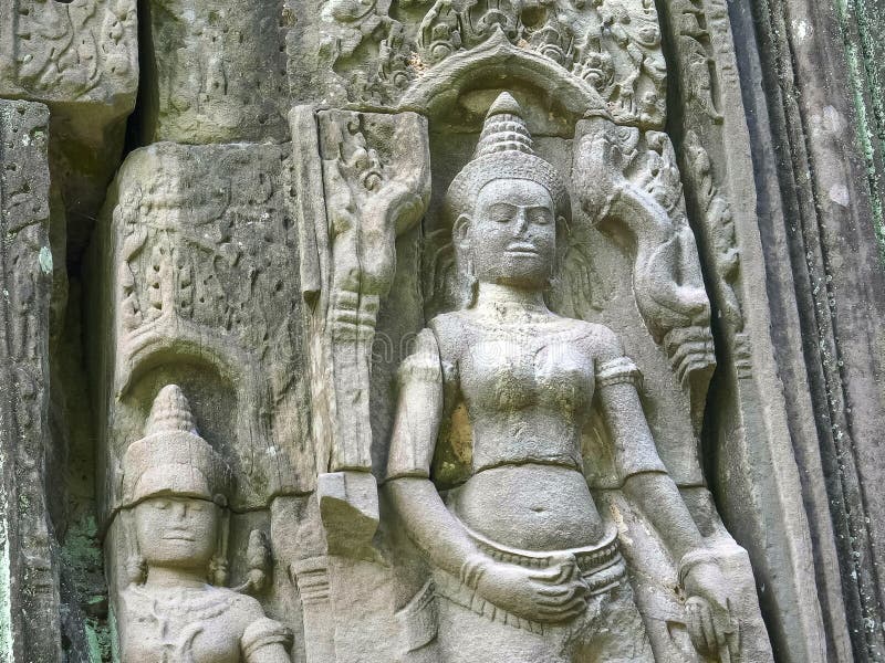 Close Up of a Statue of a Devata at Banteay Kdei Temple, Angkor Wat ...