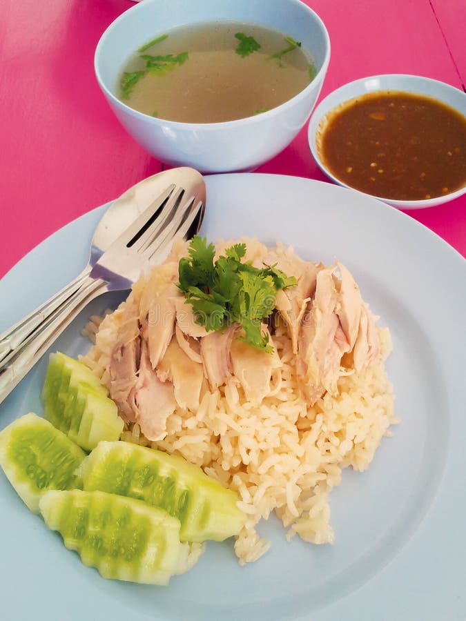 Close-up Steam Chicken with Rice Stock Photo - Image of cuisine, boiled ...