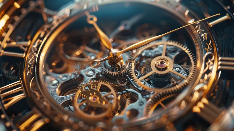 A Close Up of a Steampunk Clockwork Mechanism with Gears and Cogs Stock ...