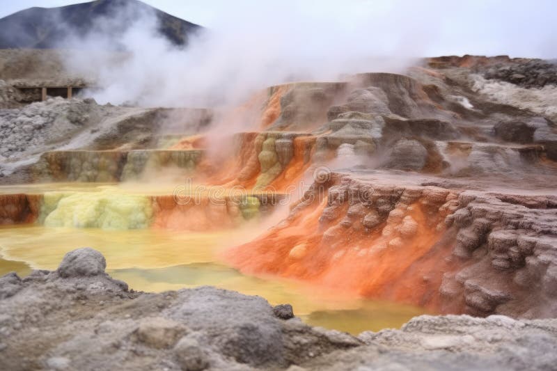 Close-up of a Steamy Hot Spring in a Volcanic Area Stock Illustration ...