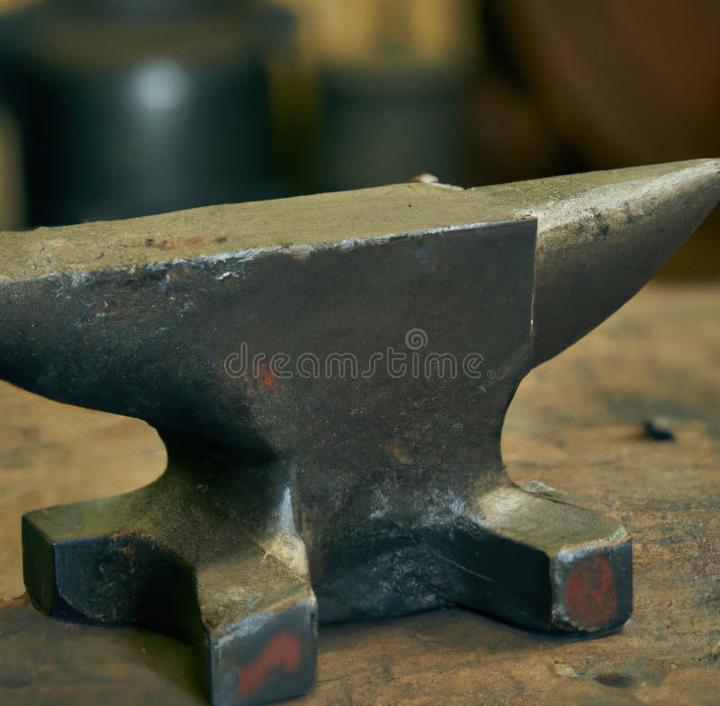 Close Up of Steel Anvil Lying on Table in Workshop Stock Photo - Image ...