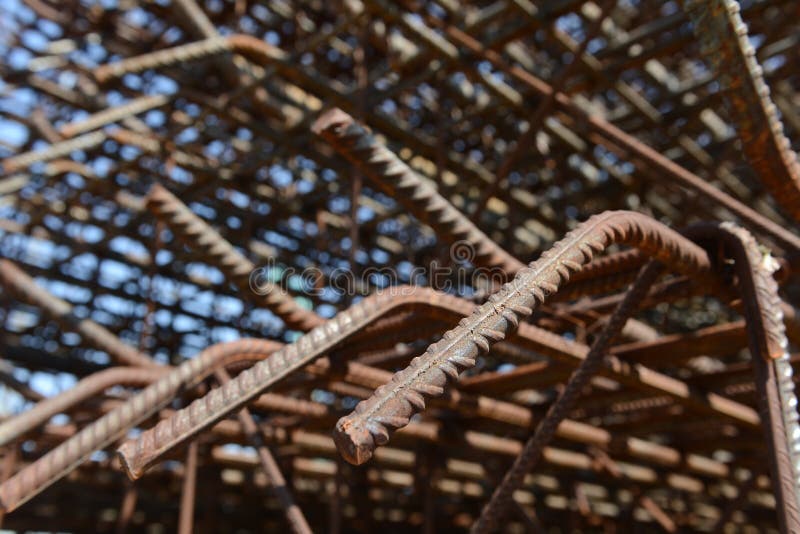 Close Up of Steel Bar on Construction Site Stock Image - Image of ...