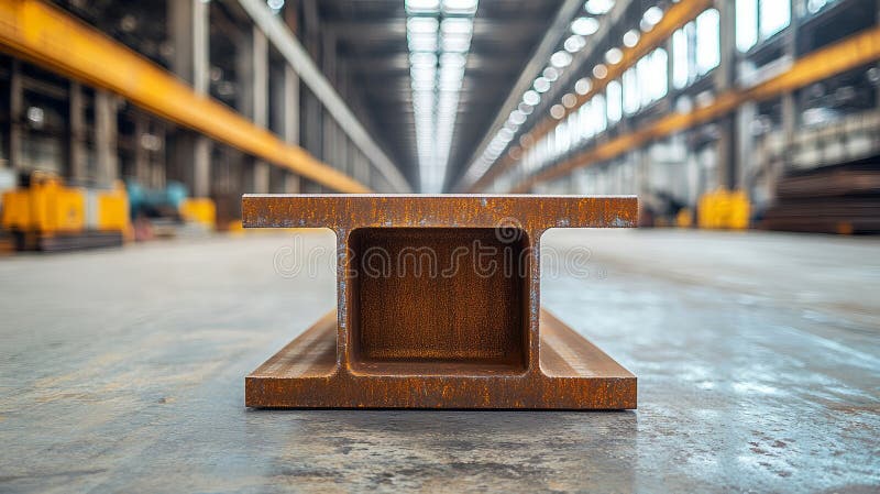 Close-up of a Steel Beam in a Large Industrial Warehouse. Stock Image ...