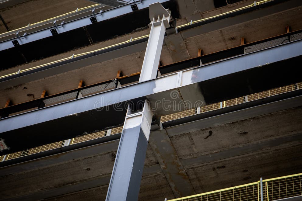Close-up of Steel Beam Structure in a Construction Site Stock Photo ...
