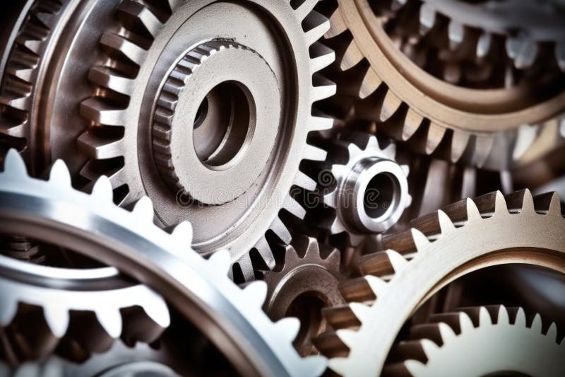 Close-up of Steel Gears Meshing Together Stock Illustration ...