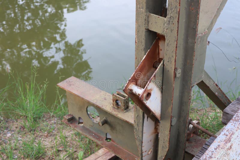 Close-up of Steel and Large Bolts for Securing the Steel Bridge ...