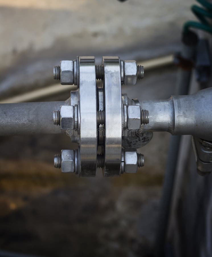 Close Up Steel Pipe Flange Connected Stock Photo - Image of steel ...