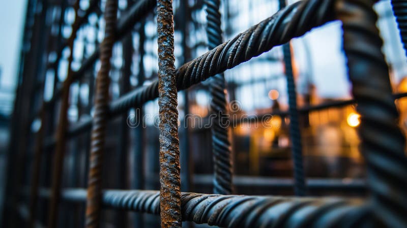 Close Up of Steel Rebar Grid Forming Structure at Construction Site ...