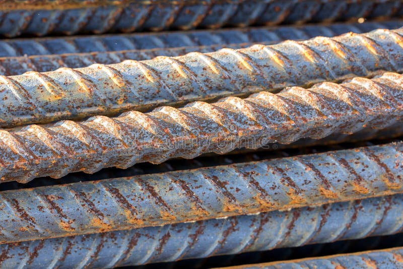 Close Up Steel Rebar For Reinforcement Concrete Stock Image - Image of ...