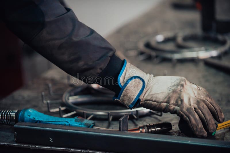 Close Up of the Steel Welding Process. Work in the Heavy Steel Industry ...