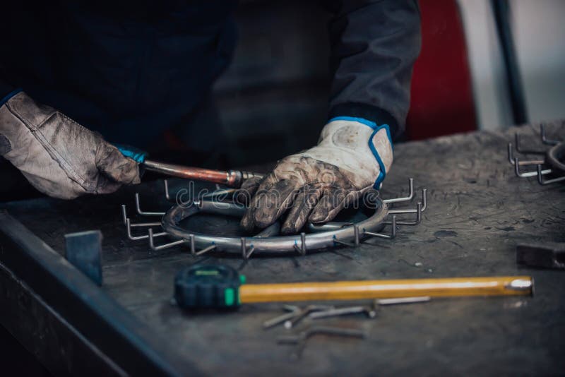 Close Up of the Steel Welding Process. Work in the Heavy Steel Industry ...