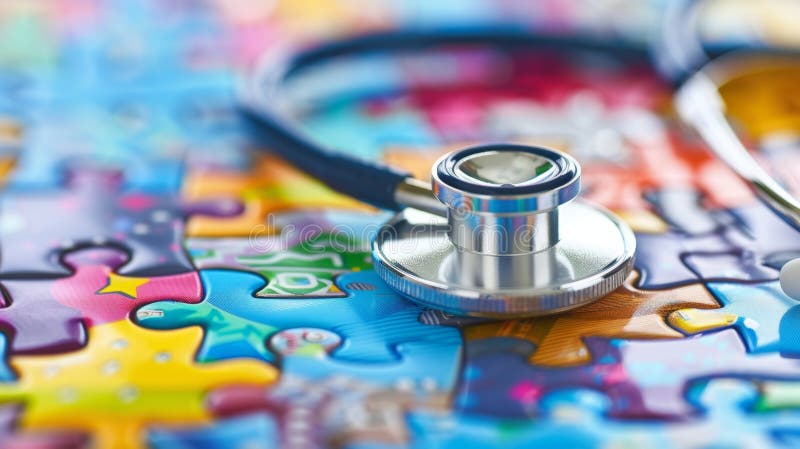 Close-up of a Stethoscope on a Colorful Jigsaw Puzzle Stock ...
