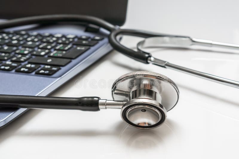 Close-up Of Stethoscope And Laptop Computer Stock Photo - Image of ...