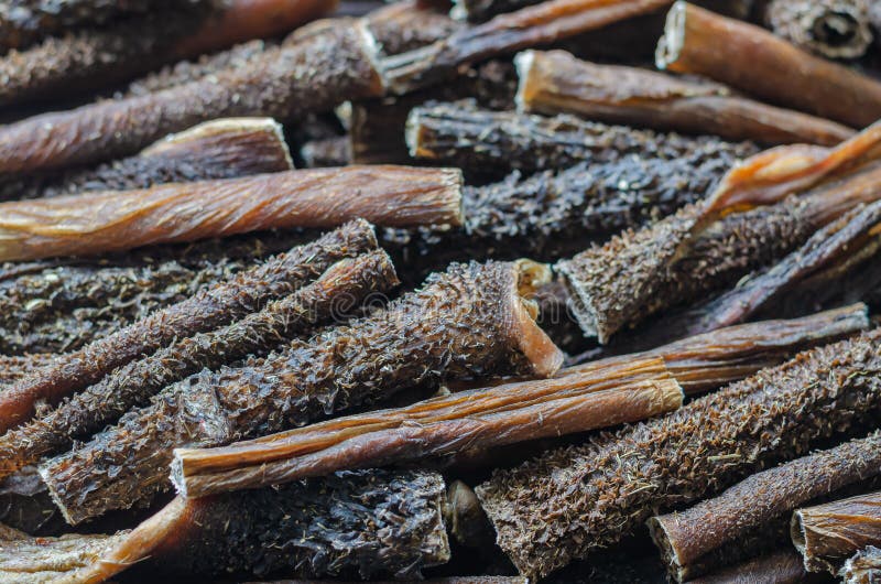 A Close-up of Sticks of Dried Beef Stomach. Stock Photo - Image of ...