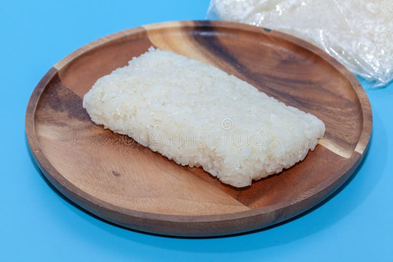 Sticky Rice in Plastic Bag in Thai Style on Blue Background Stock Photo ...