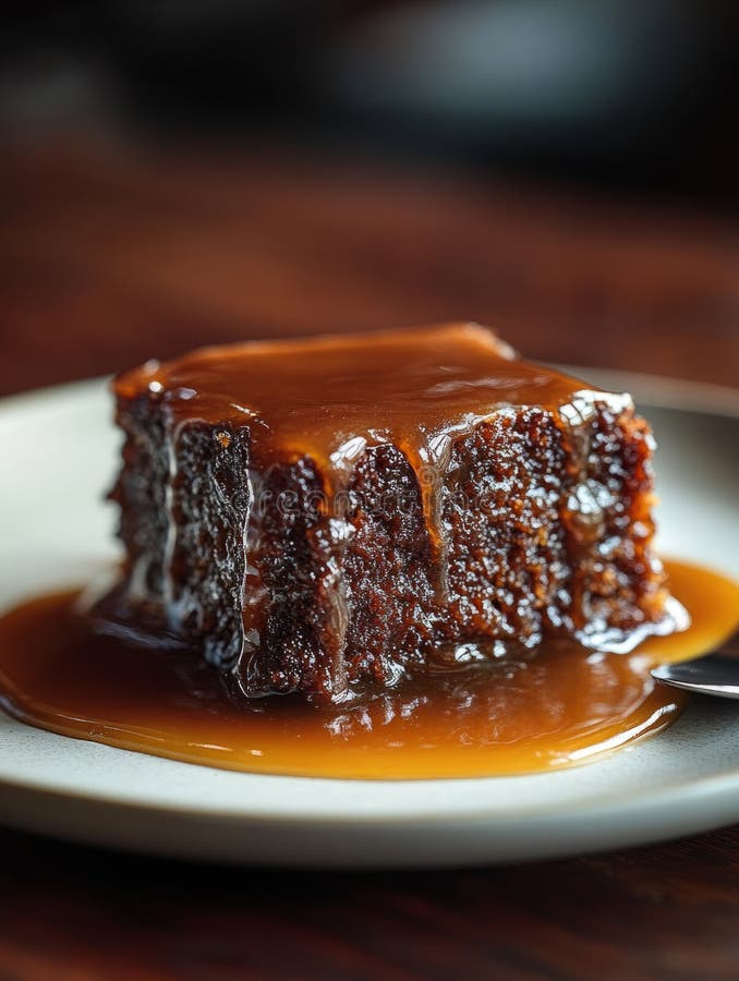 Close-up of Sticky Toffee Pudding with Caramel Sauce. Stock Image ...